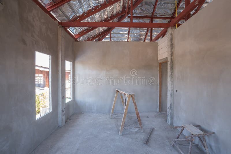 Room of Inside House Under Construction Stock Photo - Image of building ...
