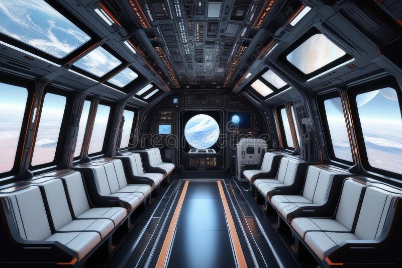 A Room Inside a Spaceship, Horizontal Composition Stock Illustration ...