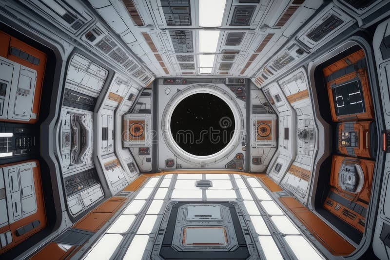 A Room Inside a Spaceship, Horizontal Composition Stock Illustration ...