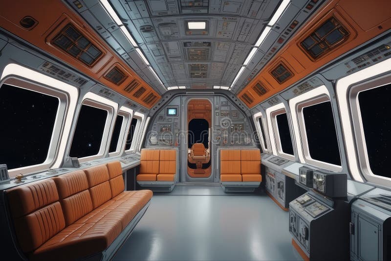 A Room Inside a Spaceship, Horizontal Composition Stock Illustration ...
