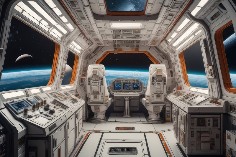 A Room Inside a Spaceship, Horizontal Composition Stock Illustration ...