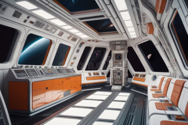 A Room Inside a Spaceship, Horizontal Composition Stock Illustration ...