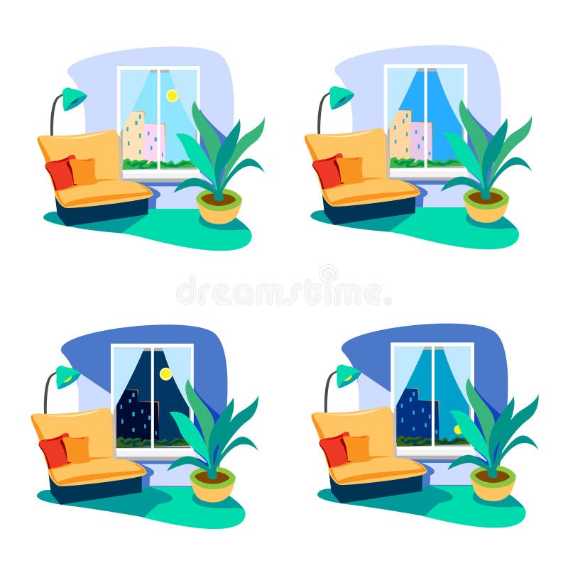 Vector Set of Time of the Day Stock Vector - Illustration of afternoon ...