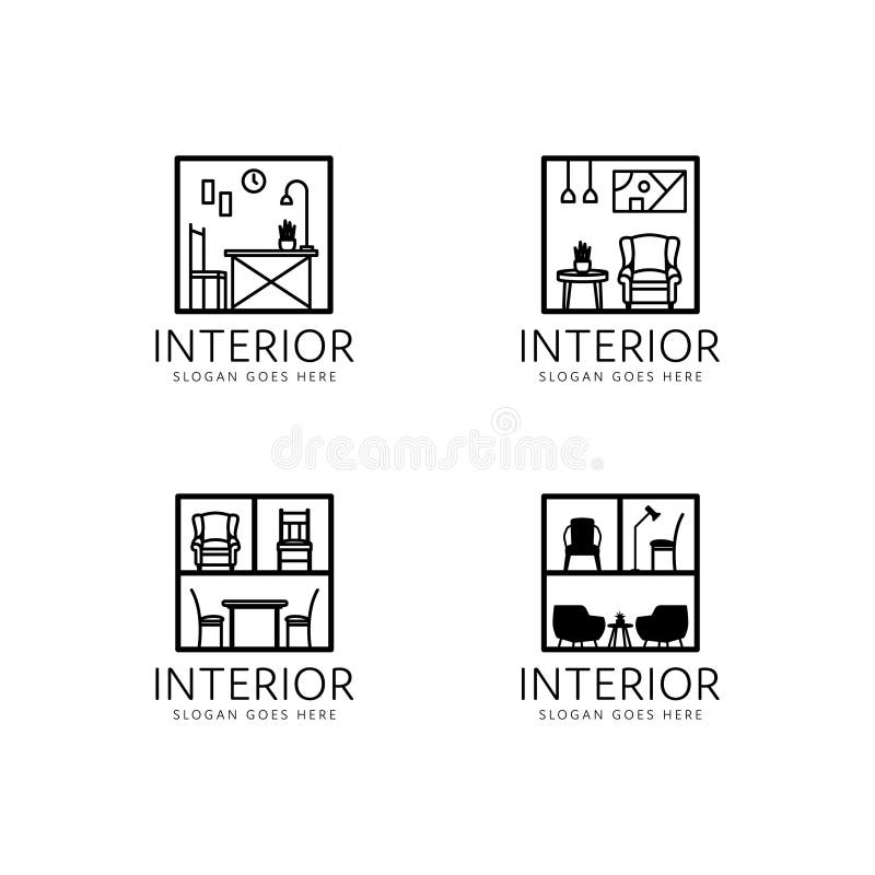 Room Interior Logo Collection Stock Vector - Illustration of modern ...