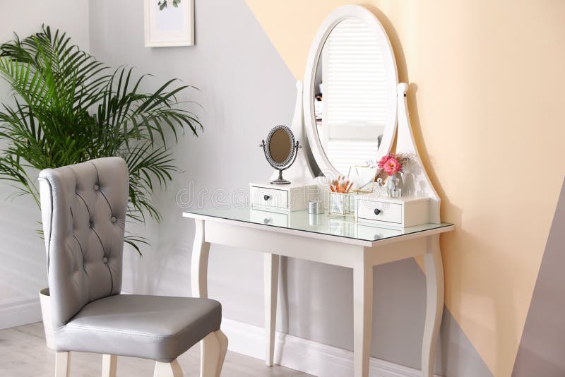 Room Interior with Modern Dressing Table and Elegant Chair Stock Image ...