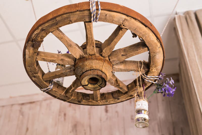 Room Interior in Style a Rustic with Vintage Wheel Stock Photo - Image ...