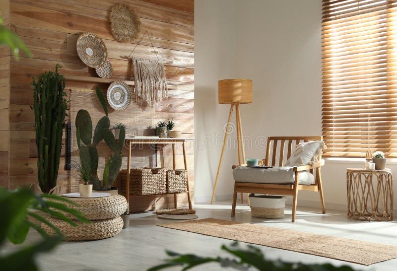 Room Interior with Stylish Decor and Furniture Stock Photo - Image of ...