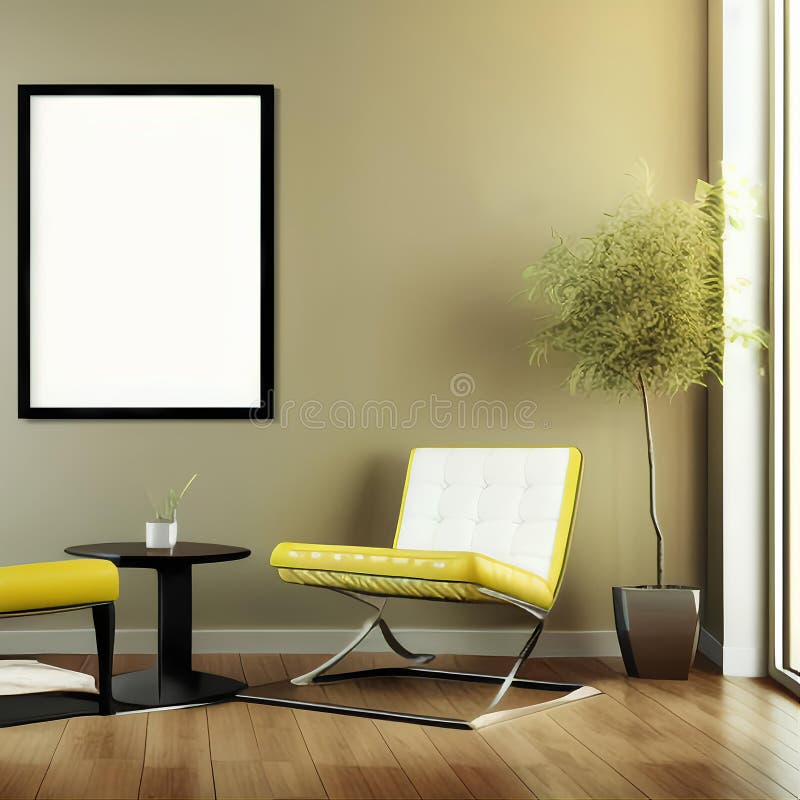 Room Interior with Template for a Picture. Mockup Stock Illustration ...