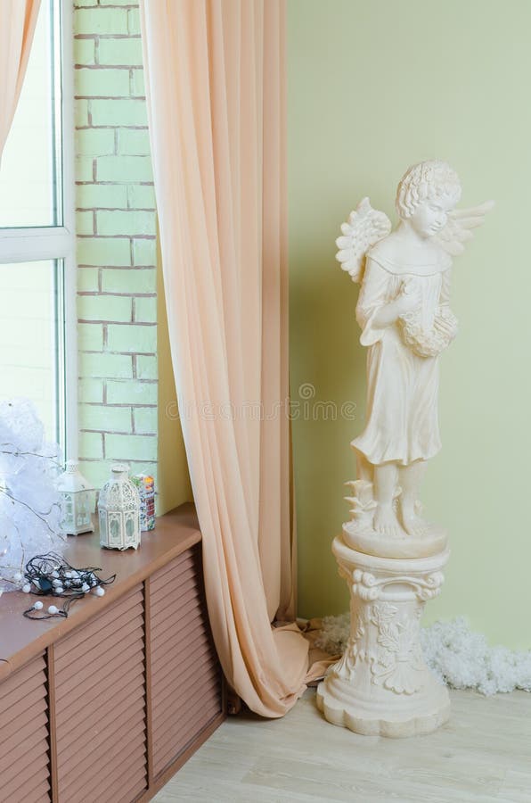 Room Interior with White Statue Stock Image - Image of light ...