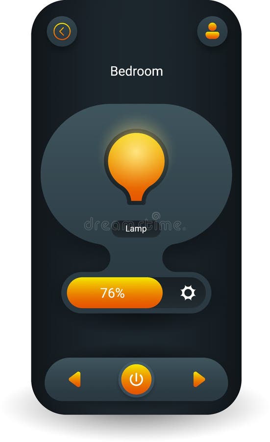 Room Lamp Control App Interface with Brightness Adjustment and Power ...
