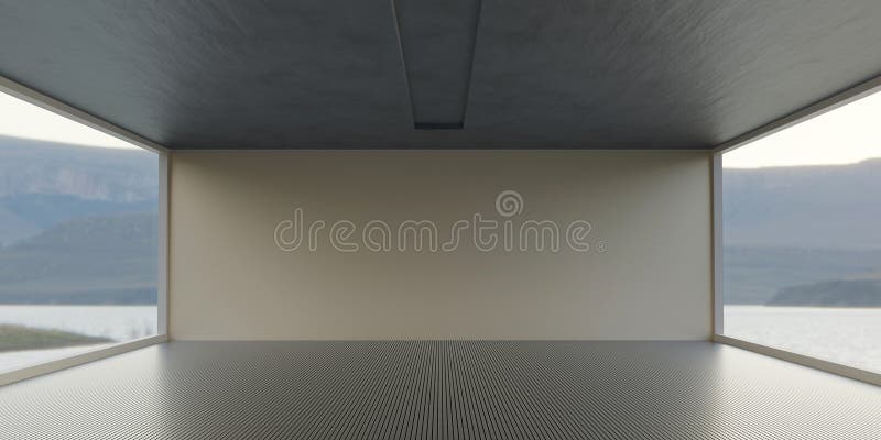 Room with Large Mirrors Overlooking the Natural Scenery Open Room Scene ...