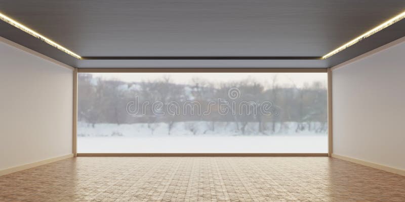 Room with Large Mirrors Overlooking the Natural Scenery Open Room Scene ...