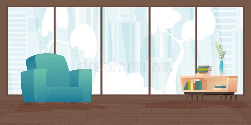 Room with a Large Panoramic Window for Your Scenes. Cute Illustration ...