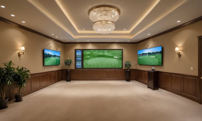 Room with Large Screen and Television Stock Illustration - Illustration ...