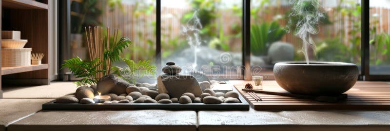 Room with Large Window and Bowl of Incent. Generative AI Stock ...