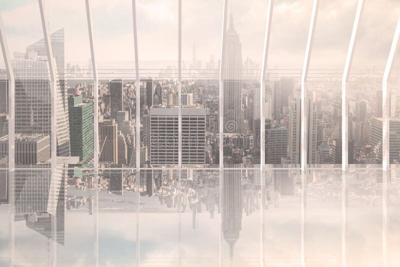 Room with Large Window Looking on City Stock Illustration ...