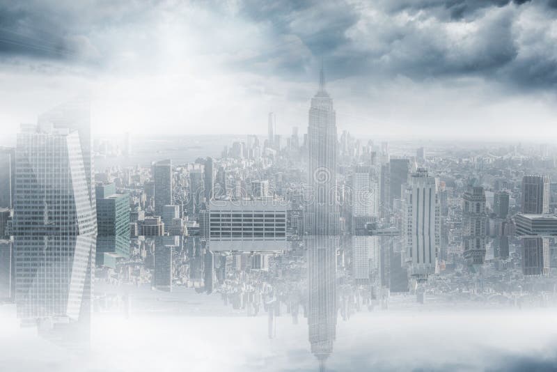 Room with Large Window Looking on City Stock Illustration ...