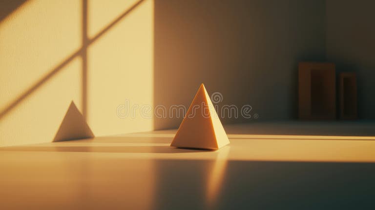 A Room with a Large Window and Two Pyramid-shaped Objects. Stock Image ...