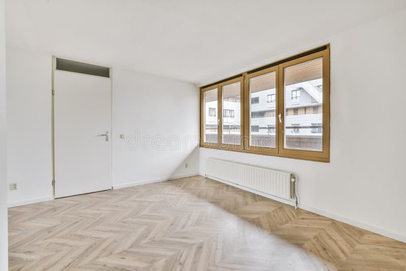 Room with a Large Wooden Window Stock Image - Image of real, indoor ...