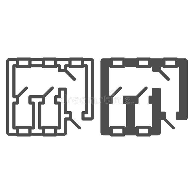 Room Layout Building Plan Line and Solid Icon, Construction Concept ...