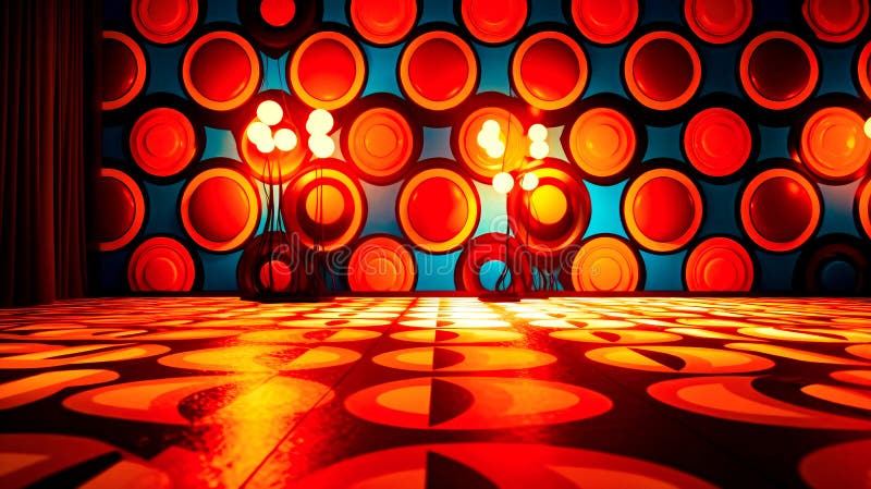 Room with Lot of Lights and Checkered Floor with Circles on it ...