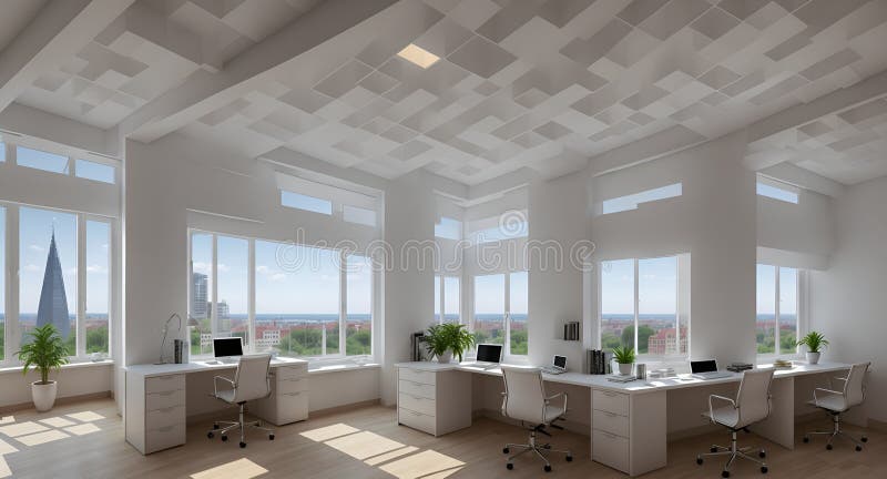 A Room with a Lot of Windows and Desks Created with Generative AI ...