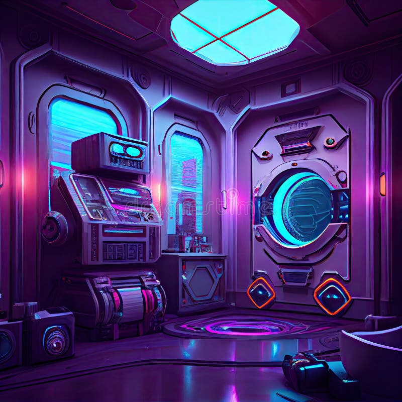 Room with Machines and Sci-fi Futuristic Interior with Holograms Stock ... Room with Machines and Sci-fi Futuristic Interior with Holograms Stock ...