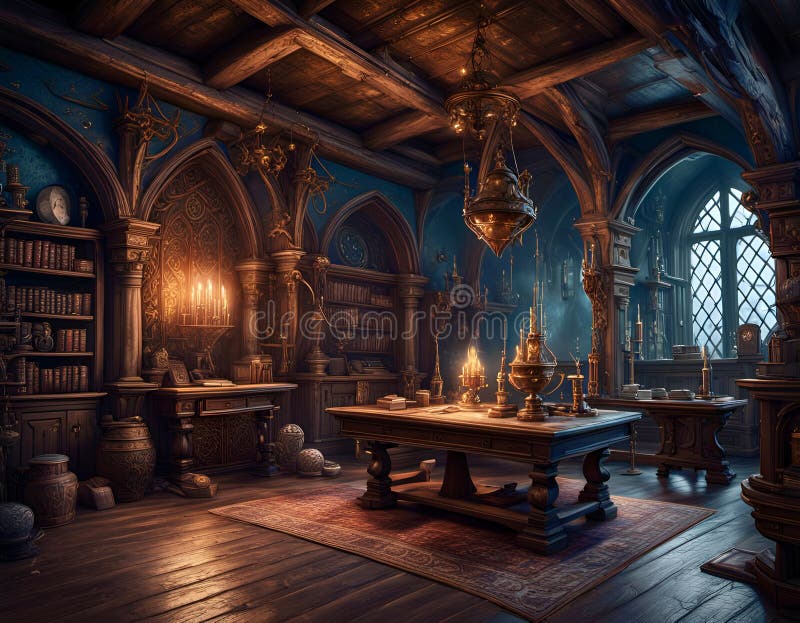 Room of a Magician. Genrative AI Stock Illustration - Illustration of ...