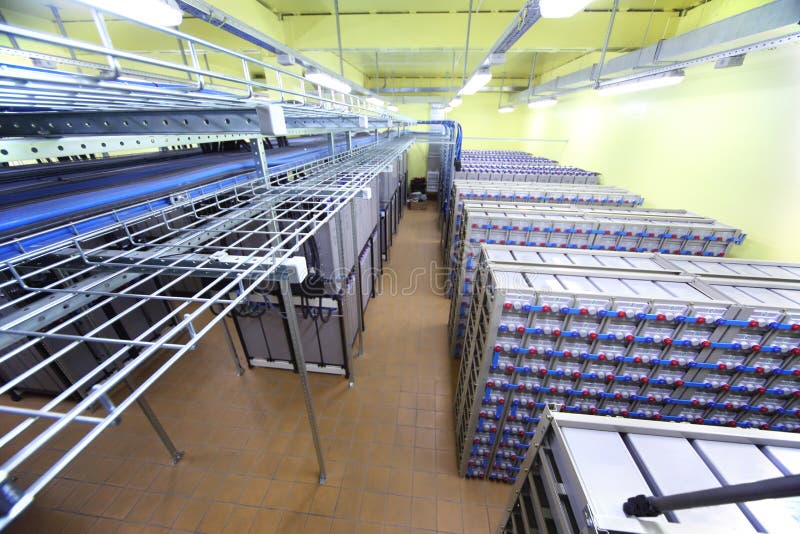 Room with Many Cables and Many Batteries Stock Image - Image of ...