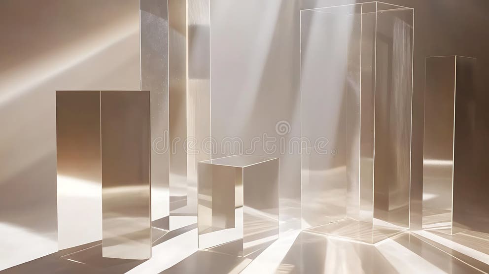 A Room with Many Square Mirrors and a Table Stock Illustration ...