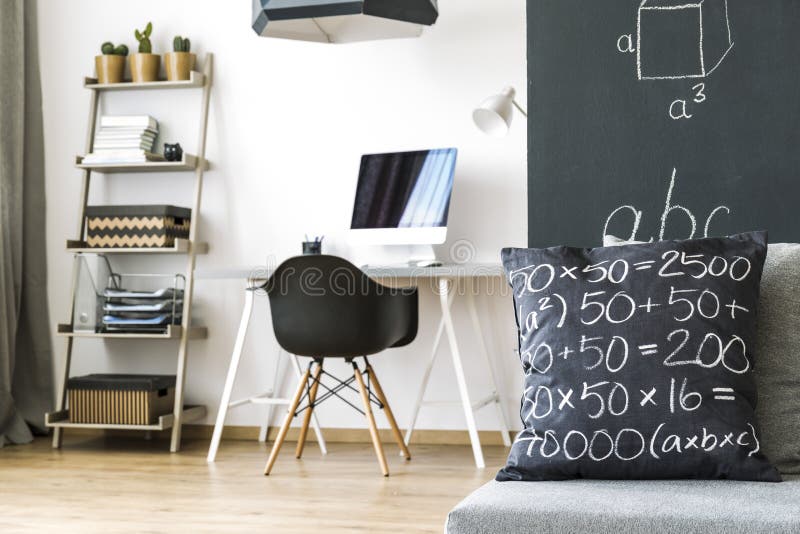 Room of a Math Student Idea Stock Image - Image of sofa, indoors: 78377607