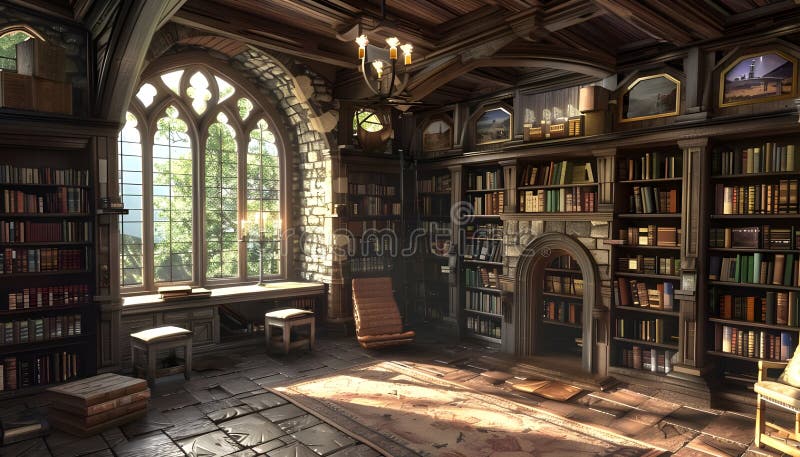 Room in a medieval fantasy stock illustration. Illustration of fantasy ...