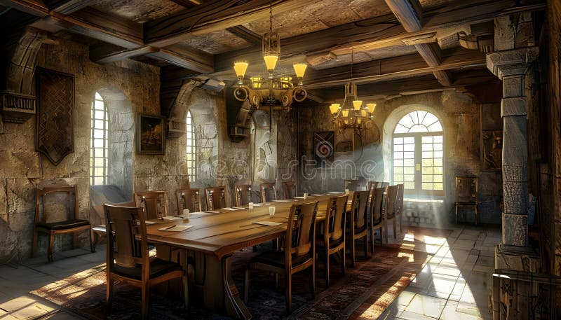 Room in a medieval fantasy stock illustration. Illustration of room ...