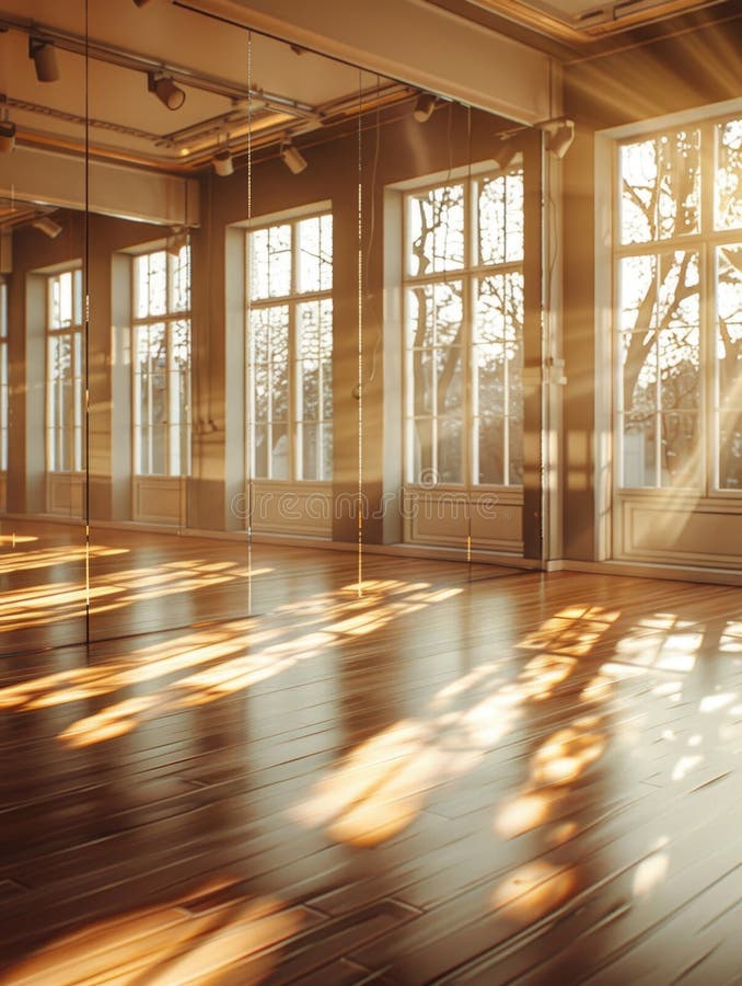 A Room with a Mirror and Wooden Floor, Perfect for Interior Design or ...