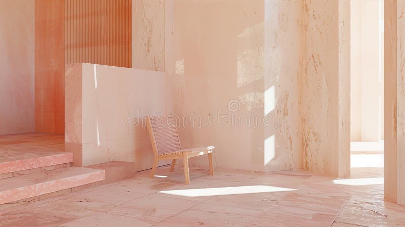 Room Mockup of Spa in Beige Tones with an Armchai. Stock Illustration ...