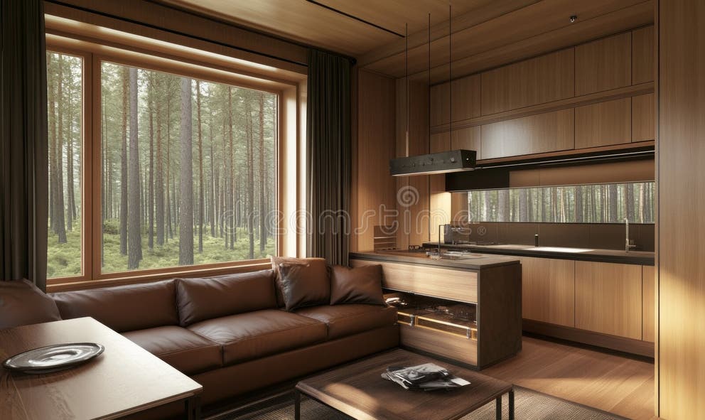 The Room is a Modern Open-plan Space that Includes a Leather Sofa ...