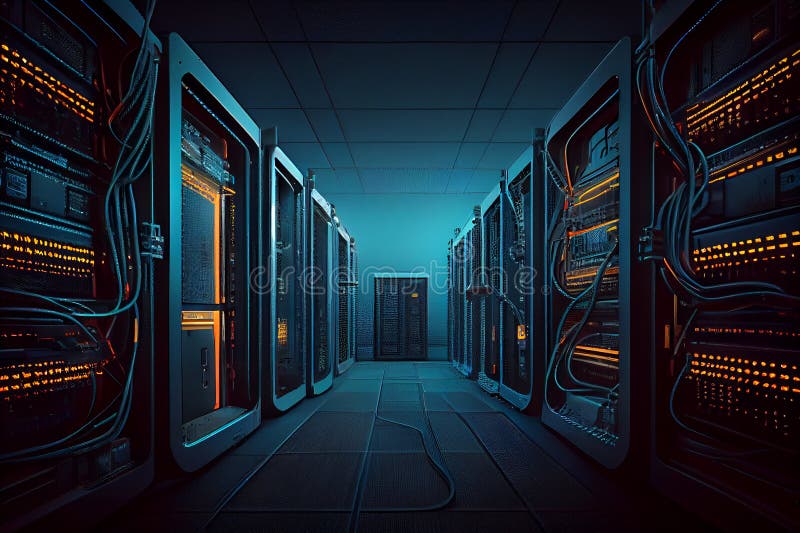 Room with Modern Servers. AI Generated. Stock Illustration ... Room with Modern Servers. AI Generated. Stock Illustration ...