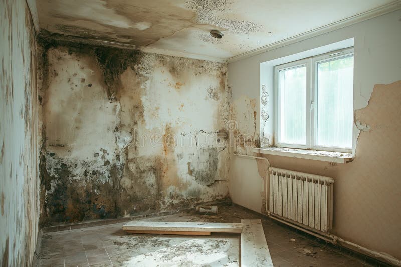 Room with Mold on the Wall. Dangerous Living Conditions Stock ...