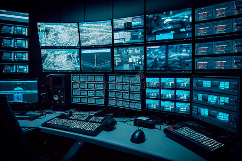 Room with Monitors for Video Surveillance. Security Concept Stock ...