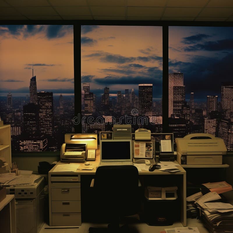 Hyperrealism Office Space with Apocalyptic Collage and Tonalist Skies ...