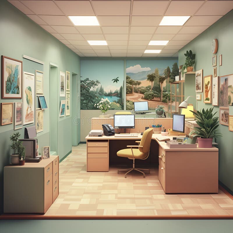 Room Office Environment Work Space a Day Stock Illustration ...