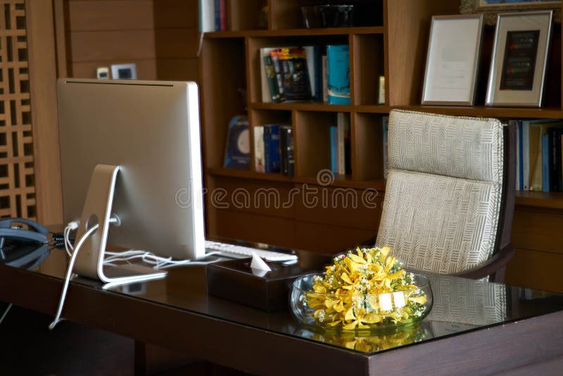 Room Office of Manager or Headmaster Include Computer Armchair V Stock ...
