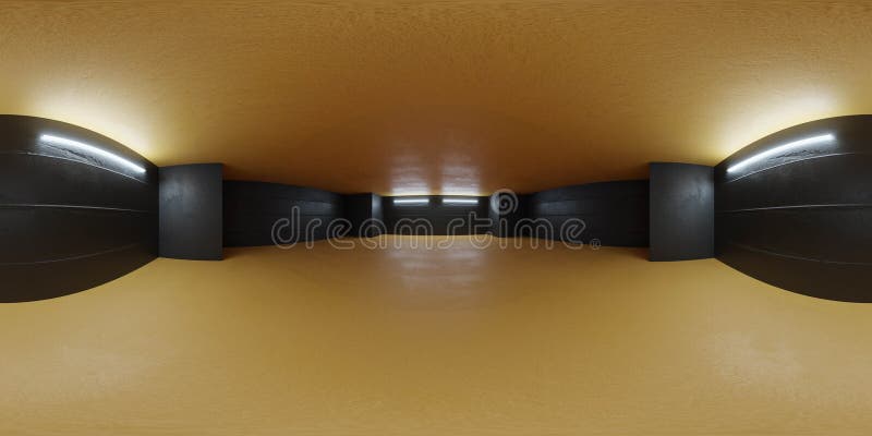 Room with Orange Ceiling and Floor with Multiple Wall Lights 360 ...
