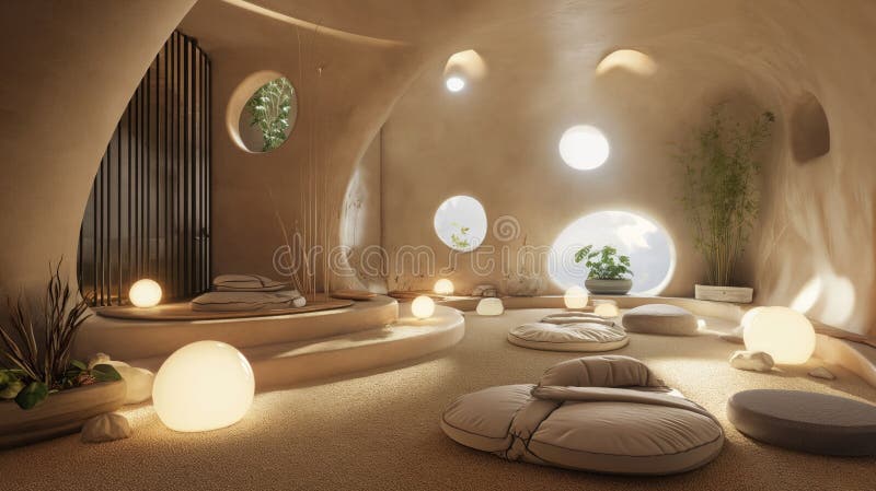 A Room with Organic Shapes Made of Glowing Spheres Stock Photo - Image ...