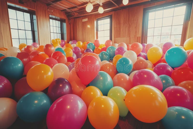 Room is Overflowing with Vibrant, Colorful Balloons Stock Photo - Image ...