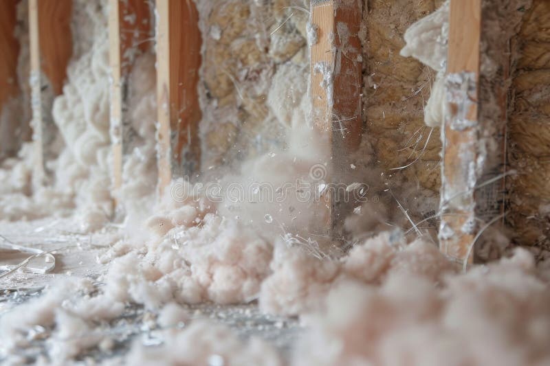 A Room Packed with Cellulose Insulation, Filling the Space with White ...