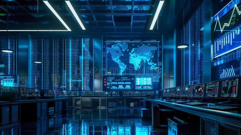 Computer Room Filled with Monitors Stock Image - Image of computers, workstation: 320054685