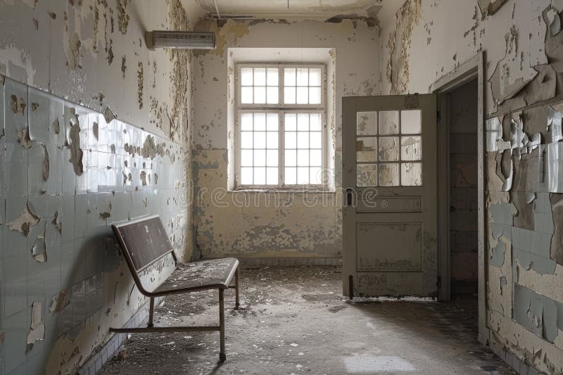 A Room with Peeling Paint and a Bench. Suitable for Urban Decay Themes ...