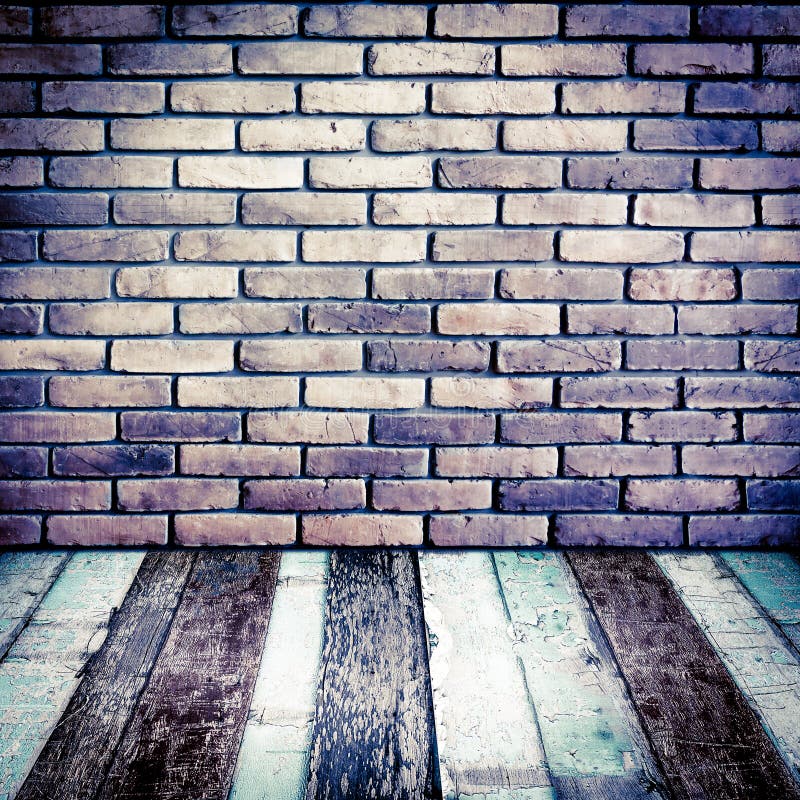 Room Perspective,Grunge Brick Wall and Wood Ground Stock Photo - Image ...