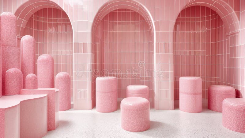 A Room with Pink Walls and a Lot of Candy, AI Stock Photo - Image of ...